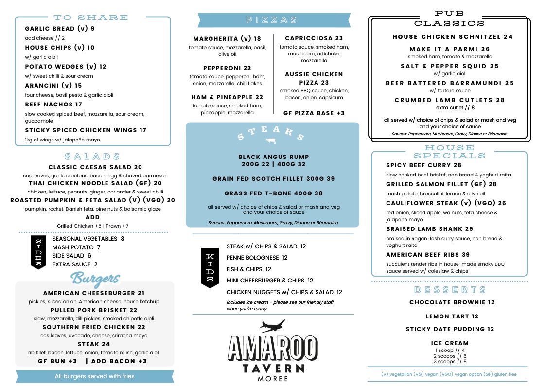 BISTRO MENU - The Amaroo Tavern | Moree