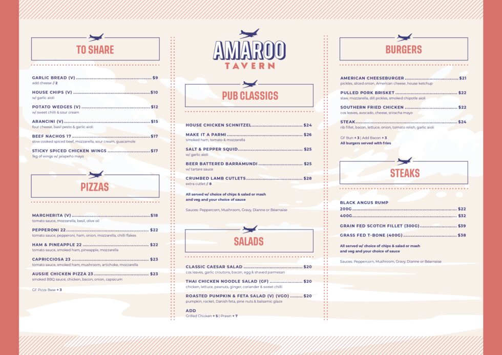 BISTRO MENU - The Amaroo Tavern | Moree